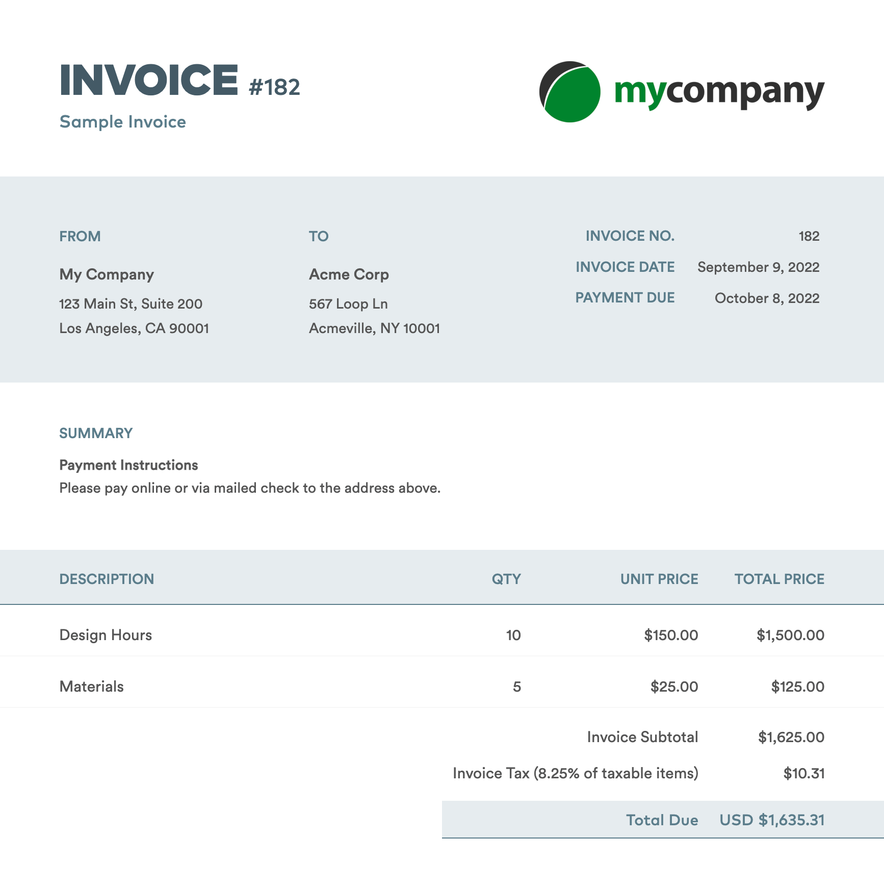 Free Invoice Templates Customizable With HTML And CSS Download